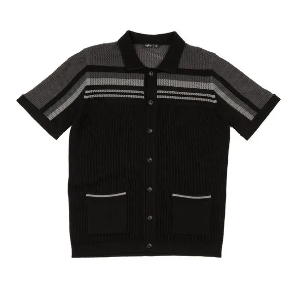 EIGHT X Foundation Crochet Button Up Shirt - Black