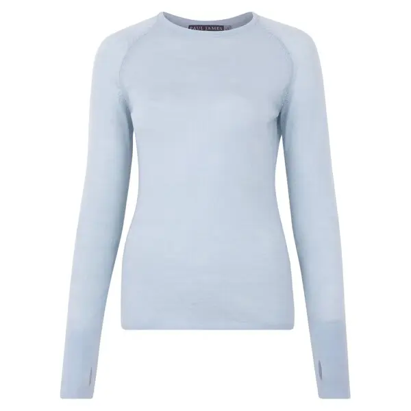 PAUL JAMES KNITWEAR Midweight Merino Activewear Training Eos Top Duck Egg - Blue