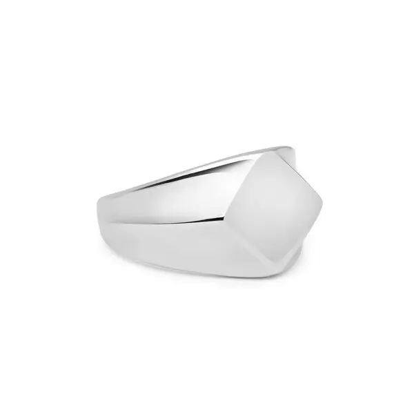 NIALAYA JEWELRY Squared Stainless Steel Ring - Silver