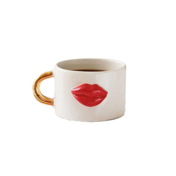 ANATOLIACRAFT Lip Handmade Ceramic Mug - Red