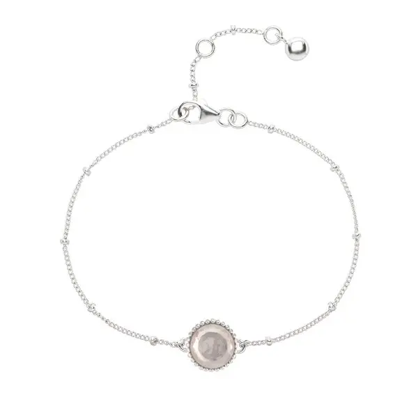 AUREE JEWELLERY Silver / Pink Barcelona Silver October Birthstone Bracelet Rose Quartz - Silver/pink
