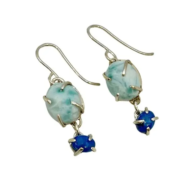 AMY DELSON JEWELRY Blue / Silver Erica Larimar Lapis Lazuli Sterling Silver Earrings - Blue/silver