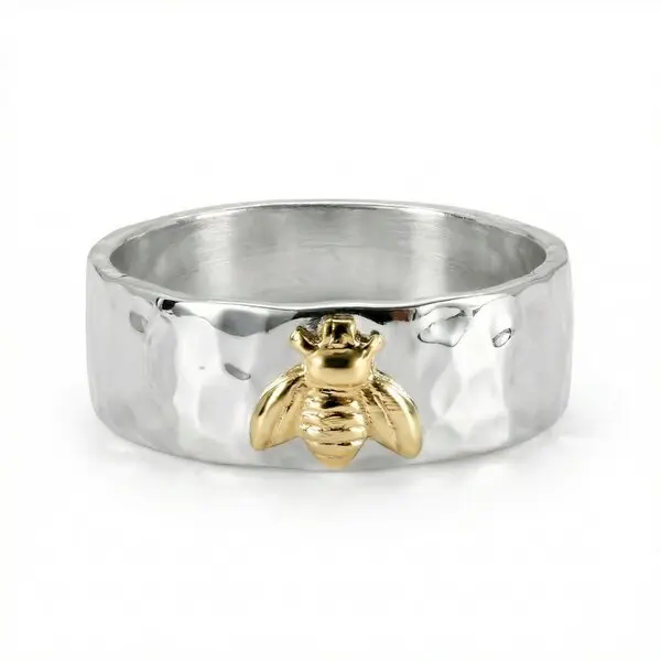 MELT'M JEWELRY Sterling Honey Bee Ring With Mixed Metal Detail - Silver