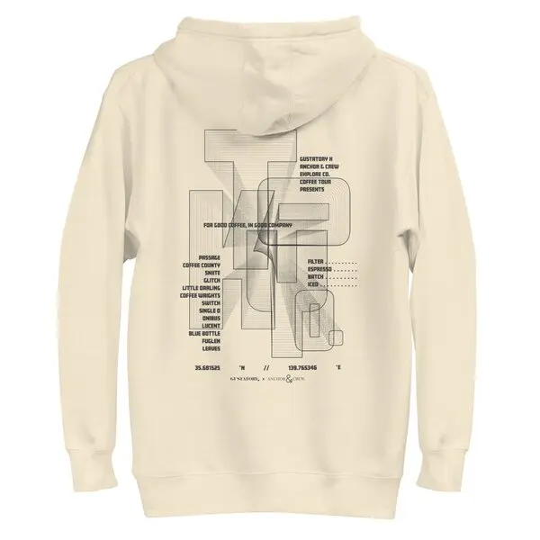 ANCHOR & CREW Neutrals Natural Gustatory Tokyo Coffee Scene Cotton Blend Embroidered Hoodie - Brown