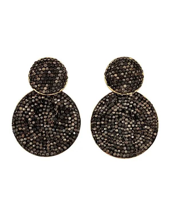 CRYSTALS AND CO Diamond Double Drop Earrings - Black
