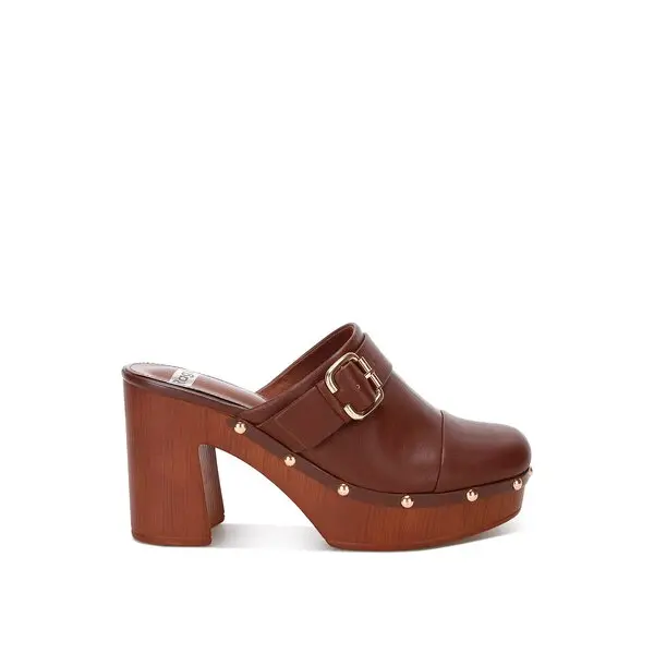 RAG & CO Octave Closed Square Toe Heel Mules In Smooth By