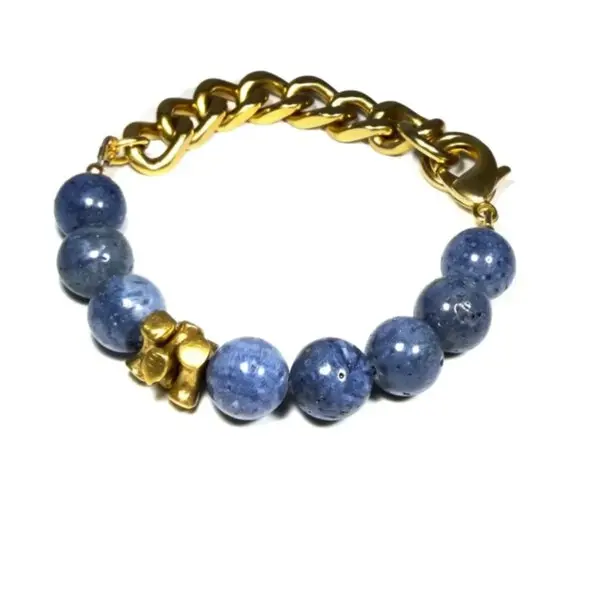 RACHEL NATHAN Blue / Gold Remix: Blue Sponge Coral Bracelet - Blue/gold