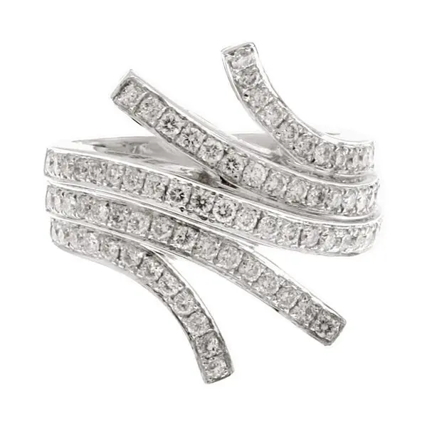 ARTISAN Diamond Multi-band Wrap Ring In 18k Gold - White