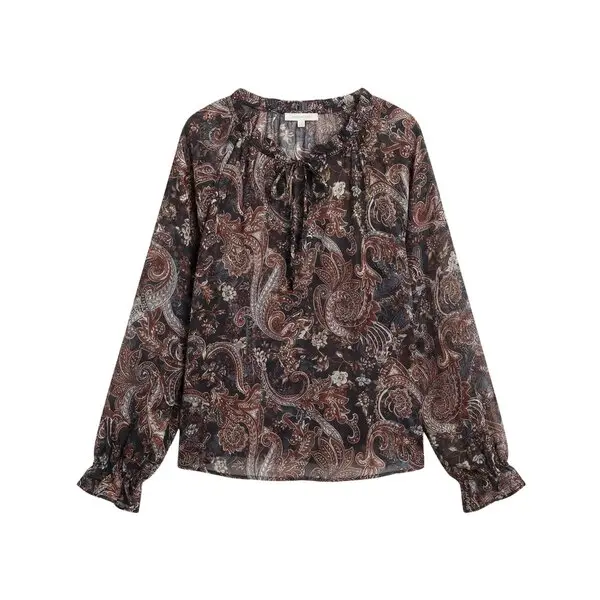 LATELIER LONDON Zaya Paisley Print Blouse - Black