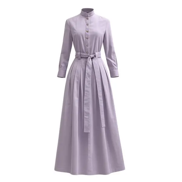 BEIRA Marina Dress Long Pleated Shirt Dress In Lilac - Purple