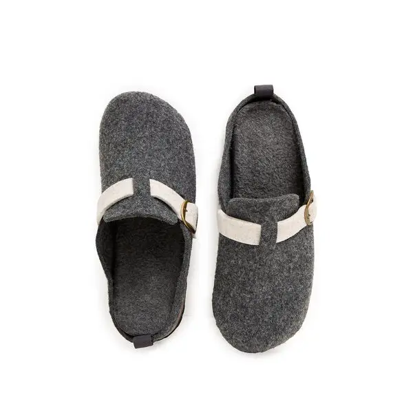 PRETTY YOU Mister You Jordan Mule Slippers In Charcoal - Grey