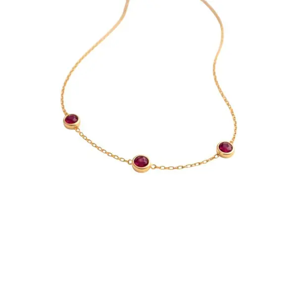 LILY FLO JEWELLERY Gold / Red Ruby Three Station Necklace - Gold/red