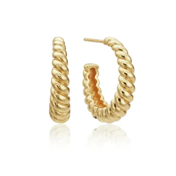 LILY & ROO Large Twisted Rope Hoop Earrings - Gold
