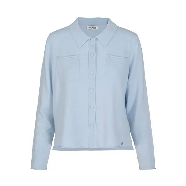 TIRILLM Nadine Cardigan With Collar And Pockets, Light - Blue