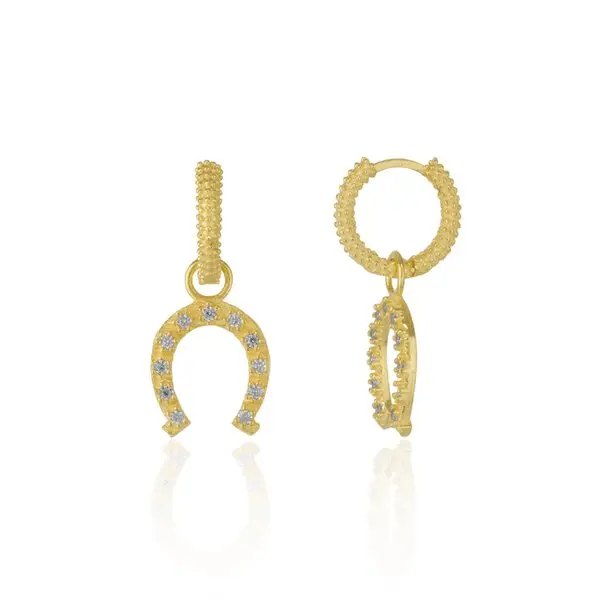 SPERO LONDON Vermeil Hoop Sterling Silver Horseshoe Equestrian Earrings - Gold