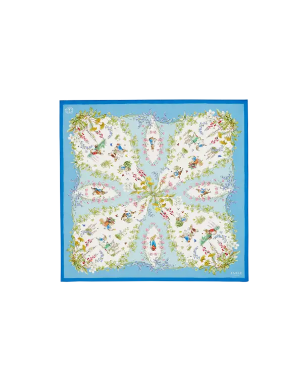 FABLE ENGLAND X Peter Rabbit Narrative Silk Blend Square Scarf - Blue