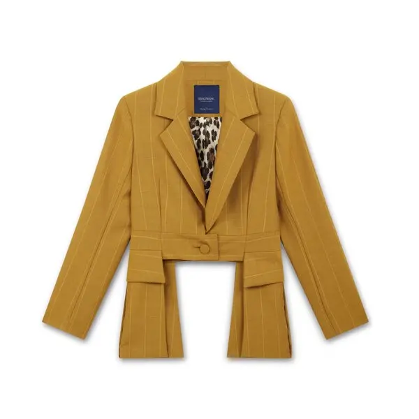 AMANDA THOMPSON COUTURE Andy Suit Jacket / Mustard Pinstripe - Yellow