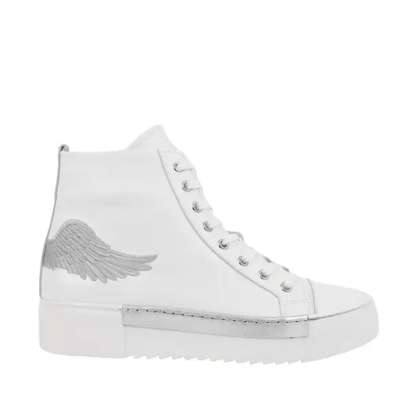 MARTÉ White / Silver Angel's High Side Zip Hi-top In White With Silver Trim