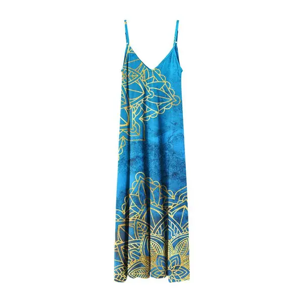 ALOHA FROM DEER Gold Boho Maxi Dress