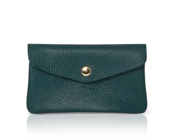 BETSY & FLOSS Medium Popper Leather Purse In Teal - Green