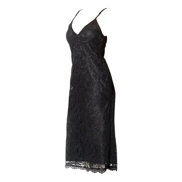 MAISON BOGOMIL Classic Knee Length Lace Dress On A Satin Base - Black