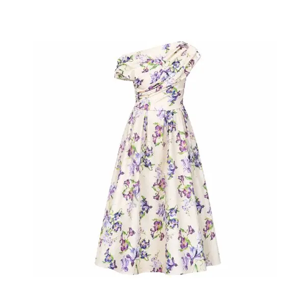GIRL IN MIND Betty Asymmetric Midi Dress Print - Yellow