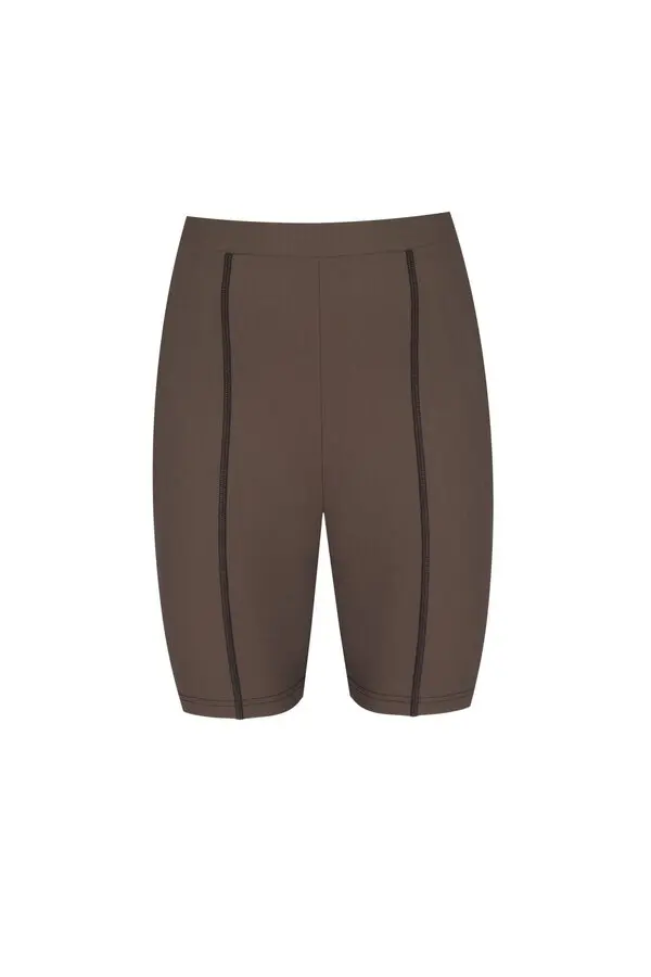 NO'DESIGN Khaki Biker Shorts With Flatlock Detail - Green