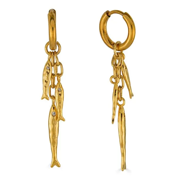 LONI PAUL JEWELRY Fish Charm Huggie Earrings - Gold