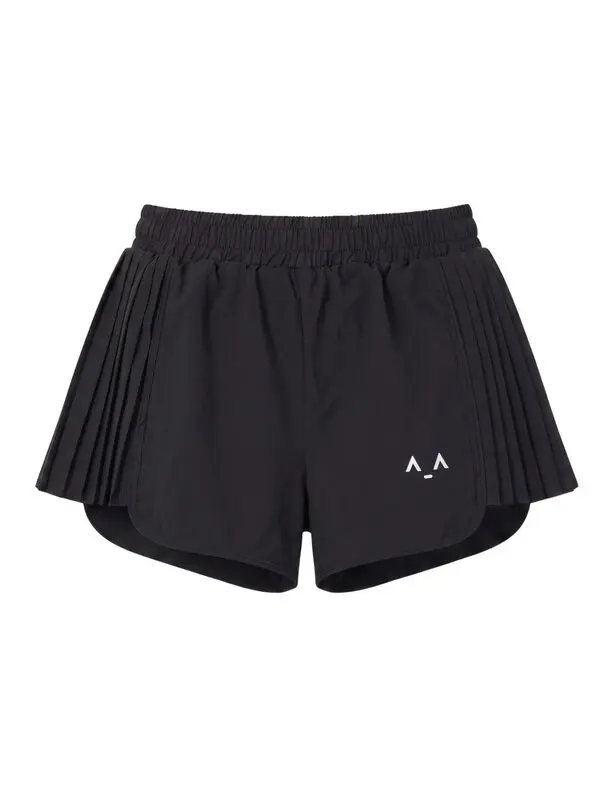 ALTRA VOLTA Pleated Active Shorts With Elastic Waist - Black
