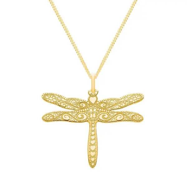CARTERGORE Medium Dragonfly Pendant Necklace - Gold