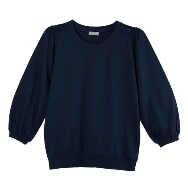COVE Belle Navy Puffed Sleeve Top - Blue