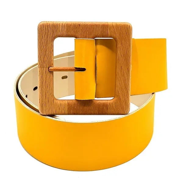 WOOD BELT Bryce Strong 622 Beech Wood Leather Belt - Yellow