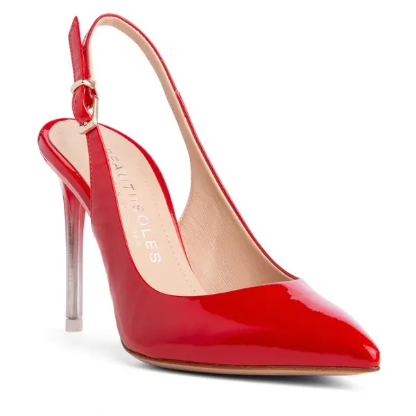 BEAUTIISOLES BY ROBYN SHREIBER Marjorie Patent Leather Sexy Pump Comfortable Valentine Evening Sexy Stiletto Heel Sandal - Red