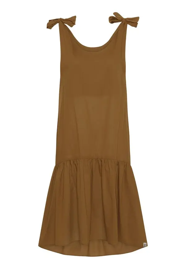 GROBUND The Dagmar Dress The Bohemian One With Bows In Cinnamon - Brown