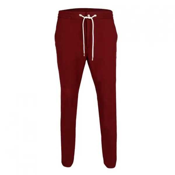 DAVID WEJ Ashford Plain Drawstring Trouser – Burgundy - Red