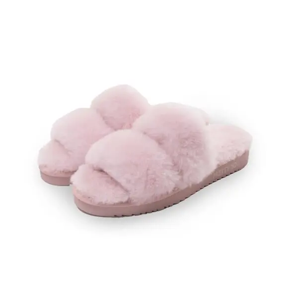 PRETTY YOU Sheepskin Slider Slipper Jinx In Rose - Pink