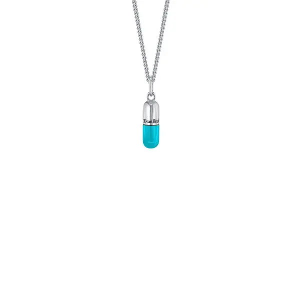 TRUE ROCKS Blue / Silver Mini Pill Pendant Turquoise Enamel & Sterling Silver - Blue/silver