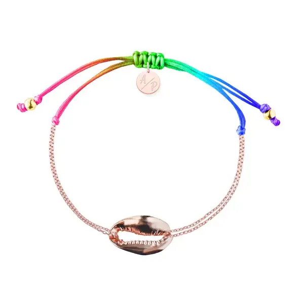 ADRIANA PAPPAS DESIGNS Mini Metal Shell Chain Bracelet Multicolour - Yellow