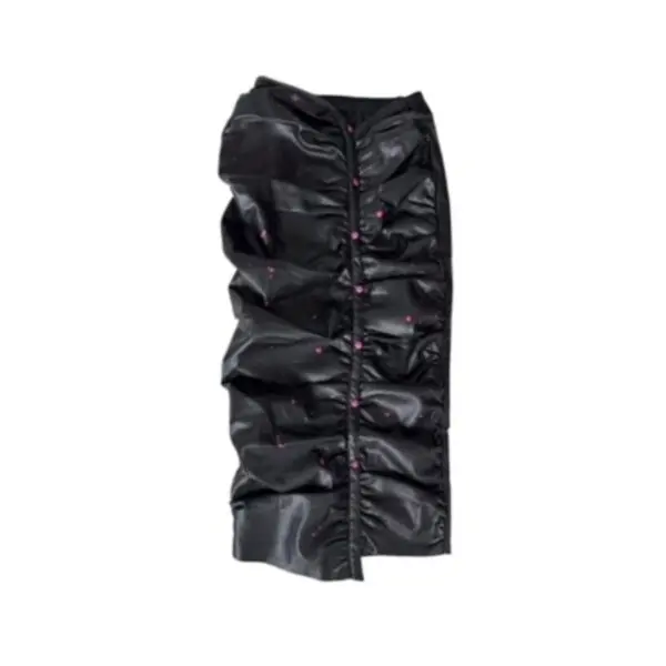 CIRCULAR PATH X Wren + Glory Ruched Vegan Leather Skirt - Black