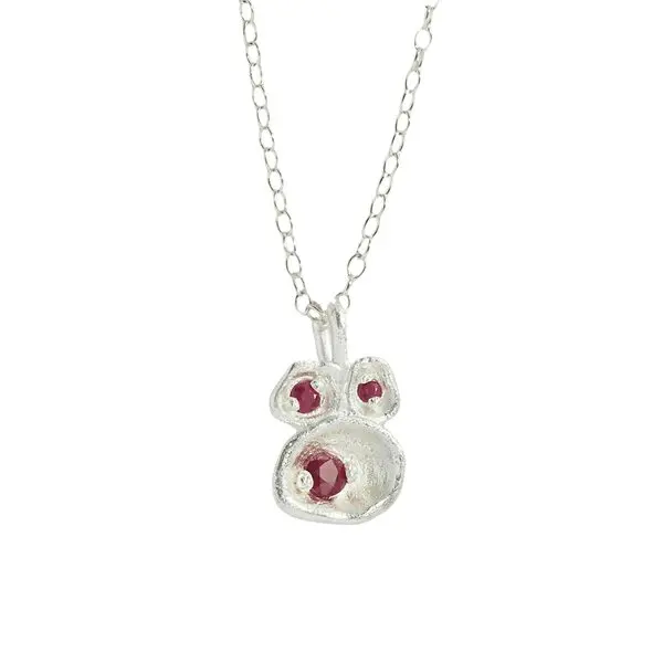 CLAIRE HILL DESIGNS Ruby Lichen Pendant Necklace - Silver