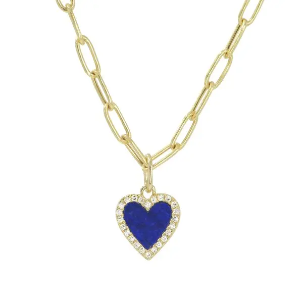 KAMARIA Mini Lapis Heart Necklace With Diamonds - Blue