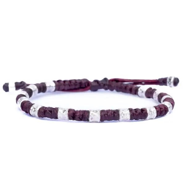 HARBOUR UK Big Yule Chunky Silver Rope Bracelet Wine - Red