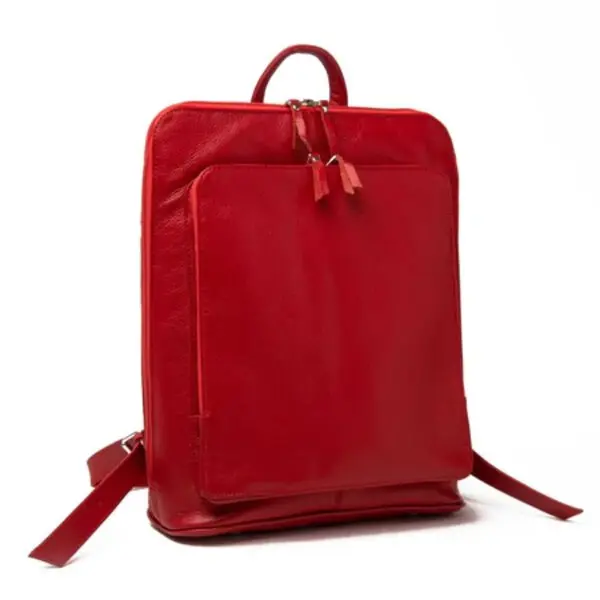 HIDES LEATHER CO. Minimal Handmade Genuine Leather Backpack Tech - Red
