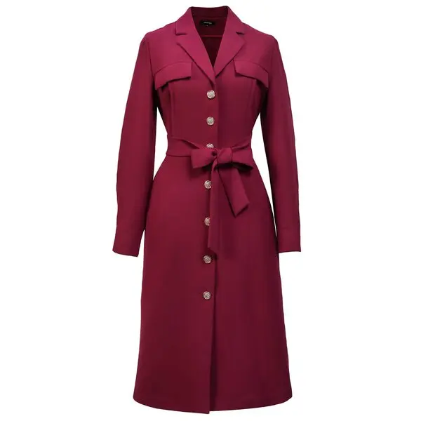 SMART AND JOY Minimalist Safari Style Dress Burgundy - Red