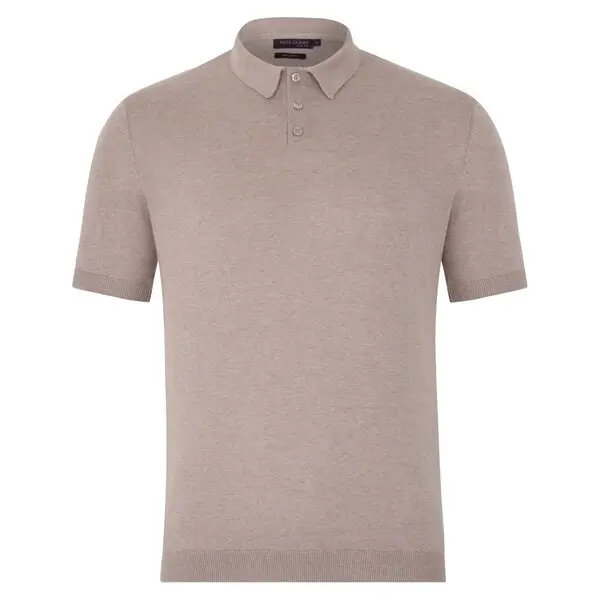 PAUL JAMES KNITWEAR Ultra Fine Cotton Earl Short Sleeve Polo Shirt Fawn - Brown