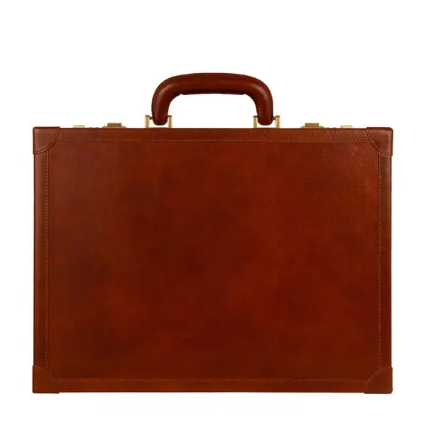 TIME RESISTANCE Cognac Leather Attaché Case Briefcase A Legacy - Brown