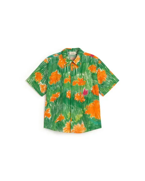 THINKING MU Crayon Paddy Flower Shirt - Green