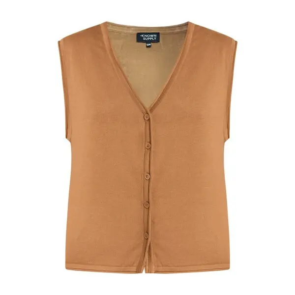 KNOWN SUPPLY Button Up Sweater Vest Perri Willow - Brown