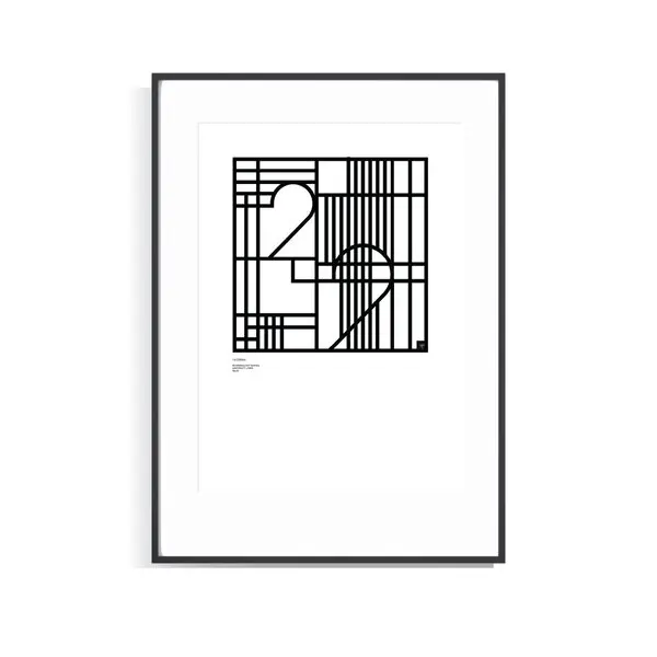 Curiosity Snug Numerology Series – Abstract Lines Number Twenty-two Limited Edition Print - Black