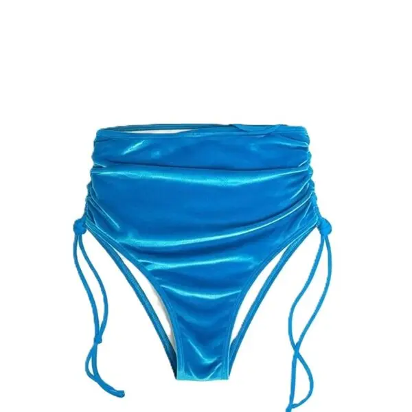 BRASINI SWIMWEAR Delva High Waisted Bikini Bottom Aqua Velvet - Blue
